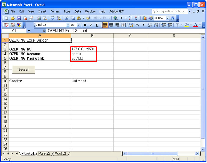 Sending SMS messages from Excel