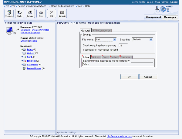 How to send and receive SMS messages from FTP server