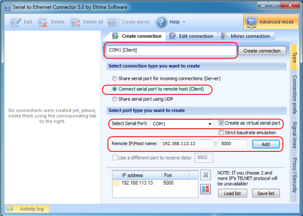Connecting to modems using COM ports via Ethernet