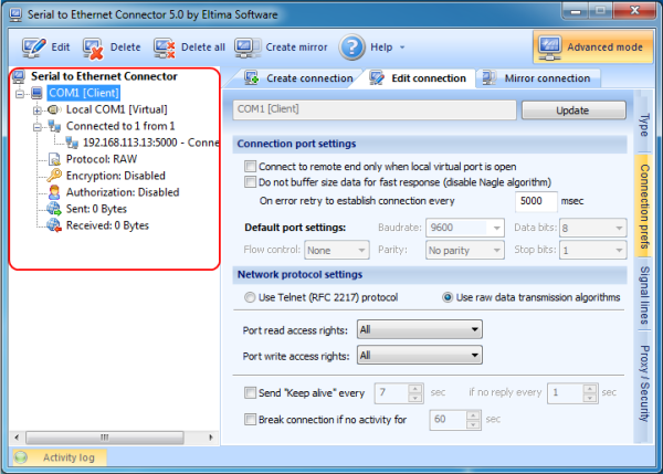 Connecting to modems using COM ports via Ethernet